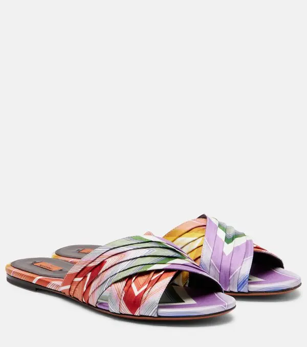 Missoni Ada Chevron Twill Slides Multicolor