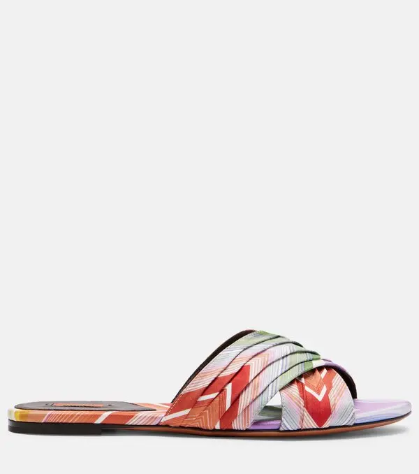 Missoni Ada Chevron Twill Slides Multicolor