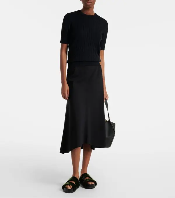 Plan C Ribbed-knit Cotton Top With Self-tie Back