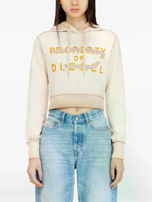 DIESEL® Cropped Logo Print Hoodie