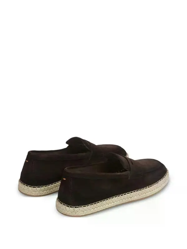 Santoni Leather Penny Slot Loafers - Brown