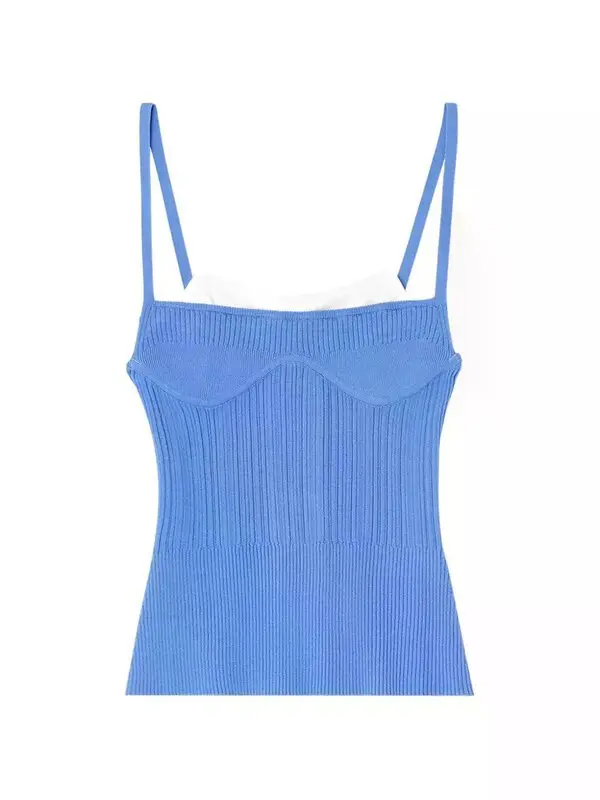 DIESEL® Ribbed Knit Spaghetti Strap Top - Blue