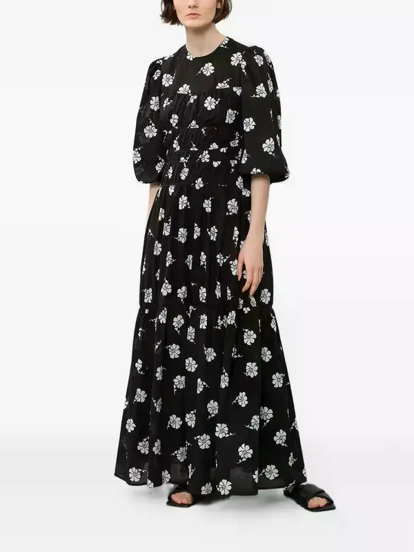 IVY OAK Floral Tiered Maxi Dress - Black