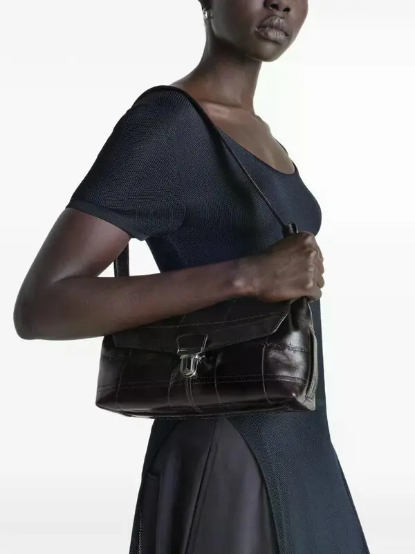 LEMAIRE Small Gear Croco-embossed Shoulder Bag - Black