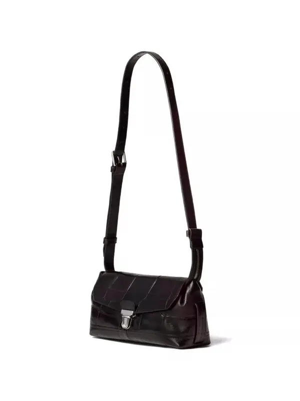 LEMAIRE Small Gear Croco-embossed Shoulder Bag - Black