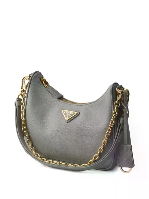 Prada Mini Re-edition Leather Shoulder Bag - Grey