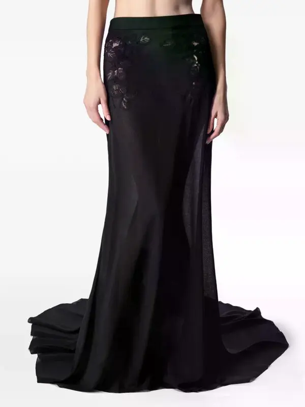 ARTICLE TEN Semi-sheer Maxi Skirt With Lace Detail