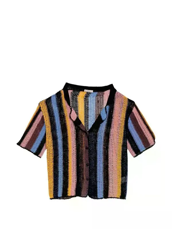 Agua Bendita Axel Crochet Stripe Shirt - Black