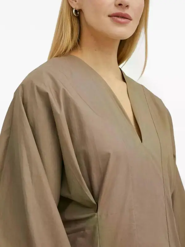 BY MALENE BIRGER V-neck Midi Dress With Balloon Sleeves - Neutrals