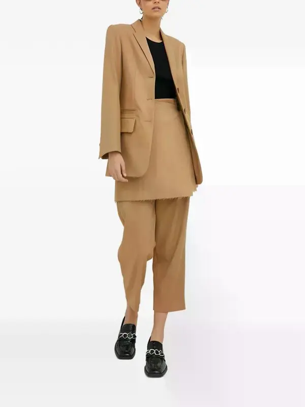 BY MALENE BIRGER Button Detail Frayed Hem Wrap Skirt - Brown