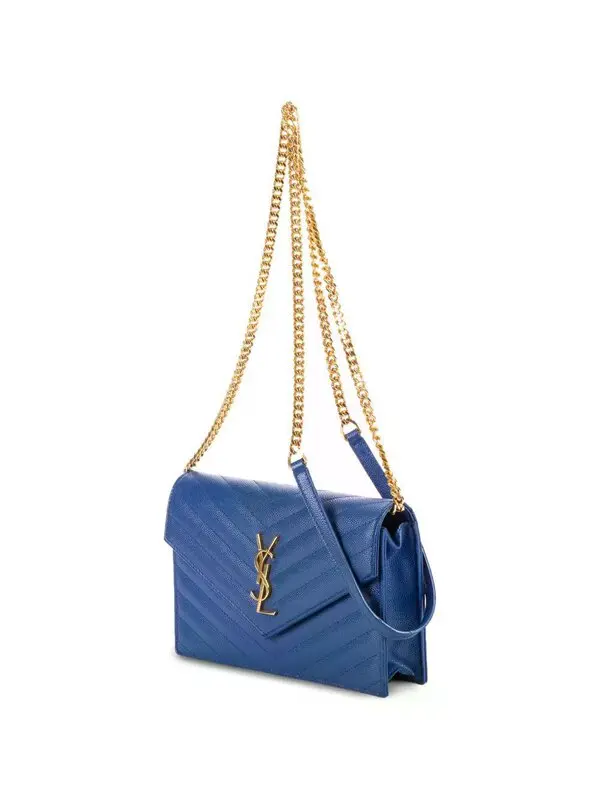 Saint Laurent Chevron Chain Wallet - Blue