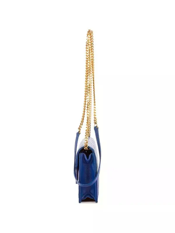 Saint Laurent Chevron Chain Wallet - Blue