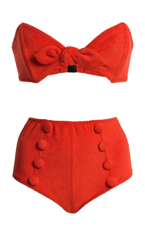 Lisa Marie Fernandez Poppy High-waist Terry Cloth Bikini - Red