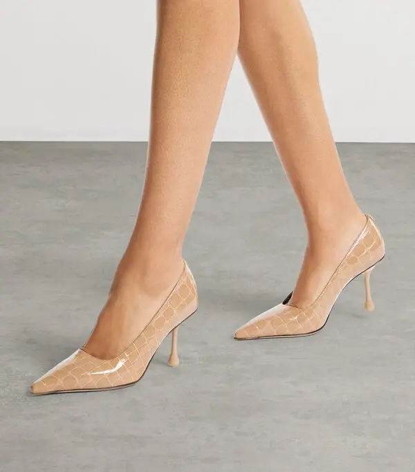 JIMMY CHOO Ixia 80 Croc-embossed Leather Pumps - Neutral