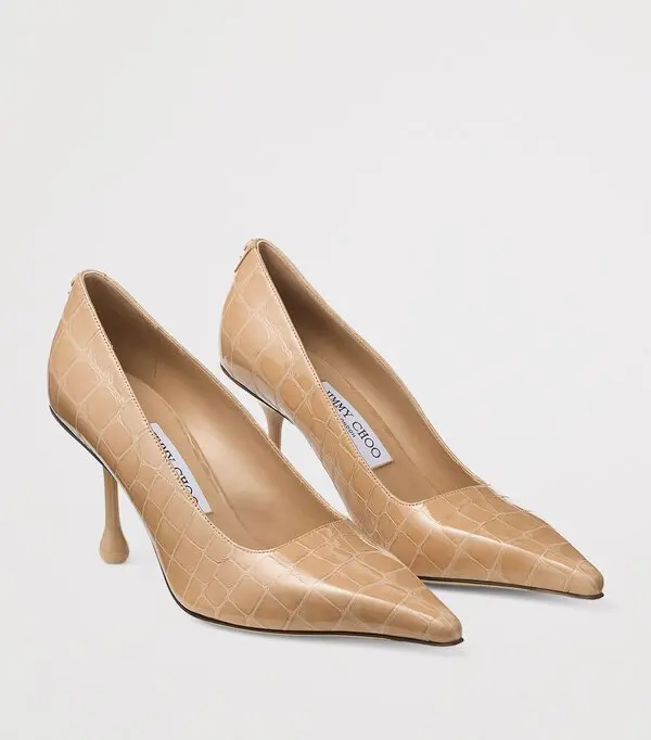 JIMMY CHOO Ixia 80 Croc-embossed Leather Pumps - Neutral