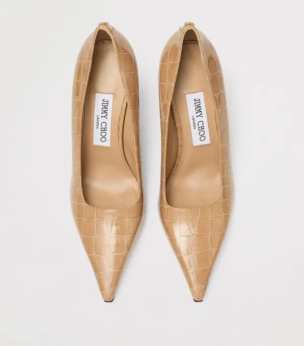 JIMMY CHOO Ixia 80 Croc-embossed Leather Pumps - Neutral