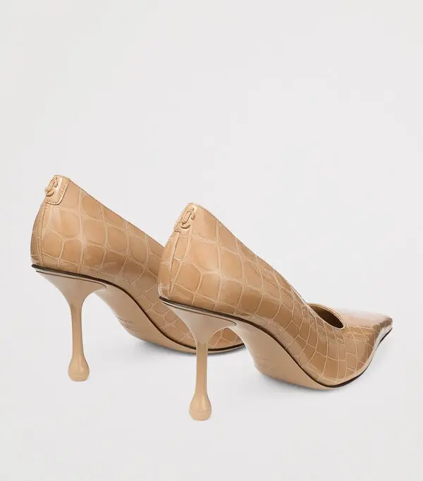 JIMMY CHOO Ixia 80 Croc-embossed Leather Pumps - Neutral