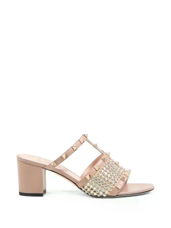 Valentino Garavani Rockstud Embroidered Sandals - Neutrals