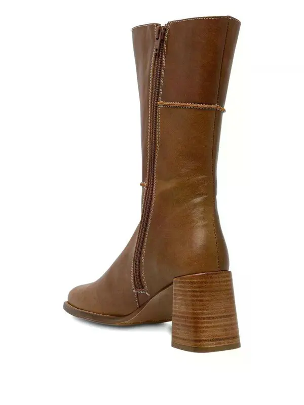 BILLI BI Square-toe Panelled High Block Heel Boots