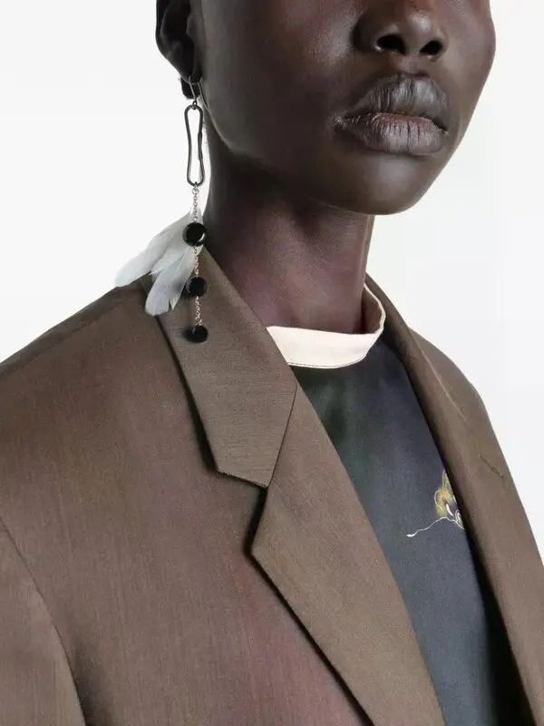 LEMAIRE Onyx Feather Dot Earrings - Silver