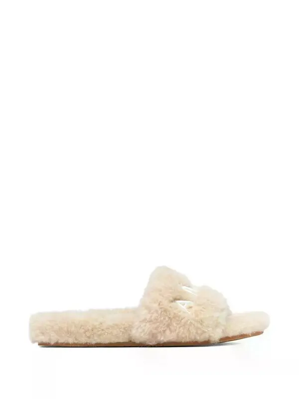 Amiri Shearling Logo Embroidered Slippers