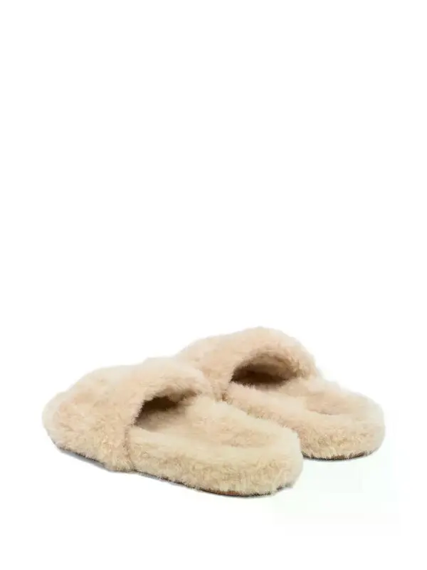 Amiri Shearling Logo Embroidered Slippers