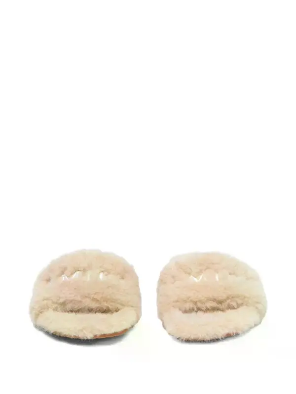 Amiri Shearling Logo Embroidered Slippers