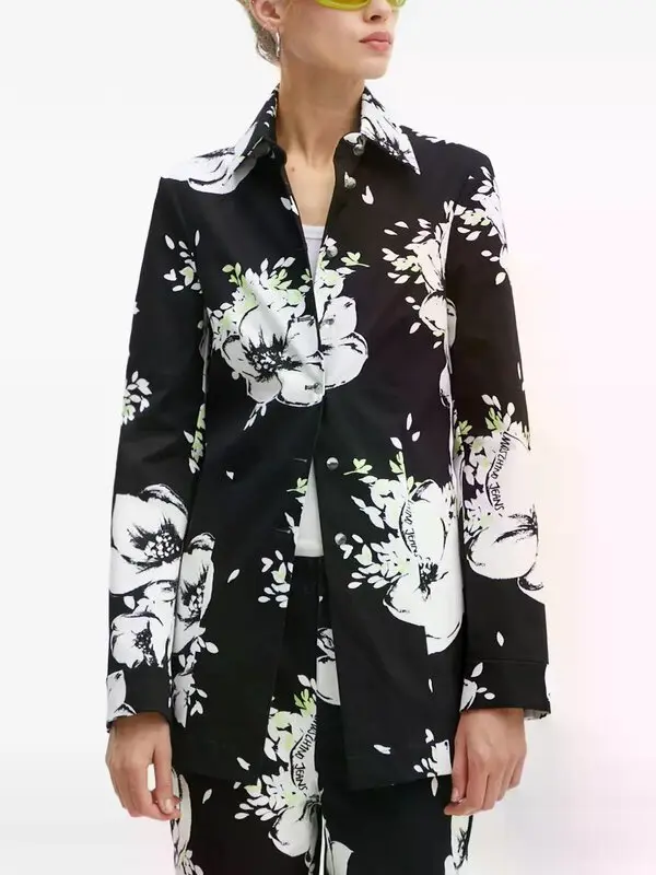Moschino Floral Print Denim Jacket - Black