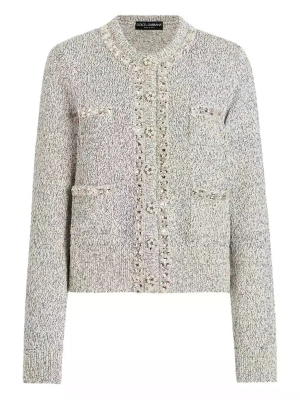 Dolce & Gabbana Pearl-embellished Round-neck Jacket