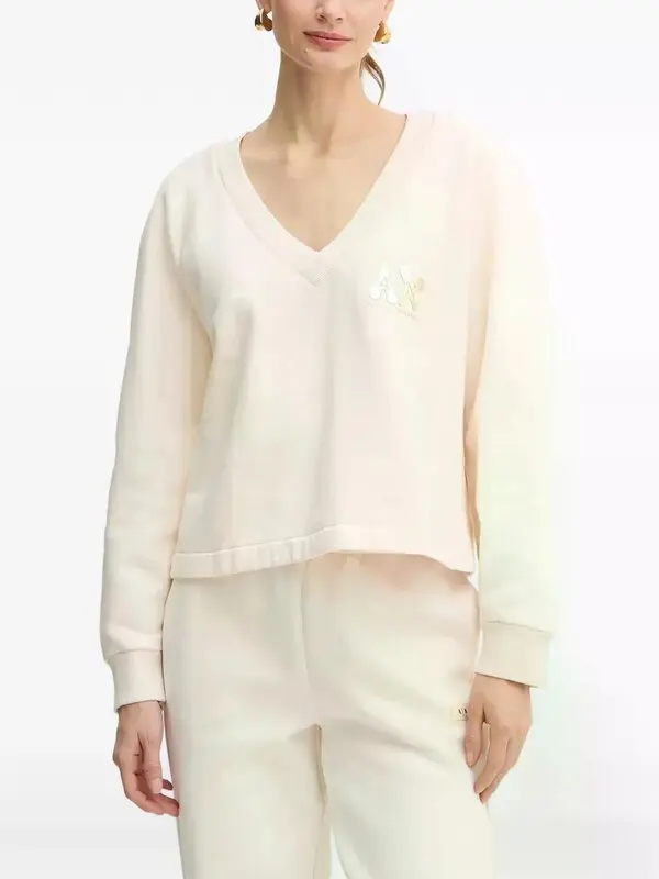 Armani Exchange V-neck Sweatshirt With Logo Plaque