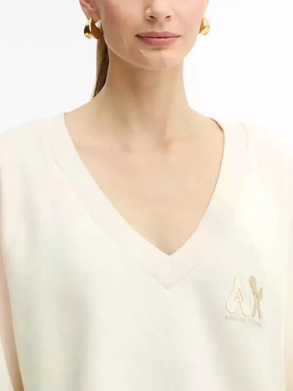 Armani Exchange V-neck Sweatshirt With Logo Plaque