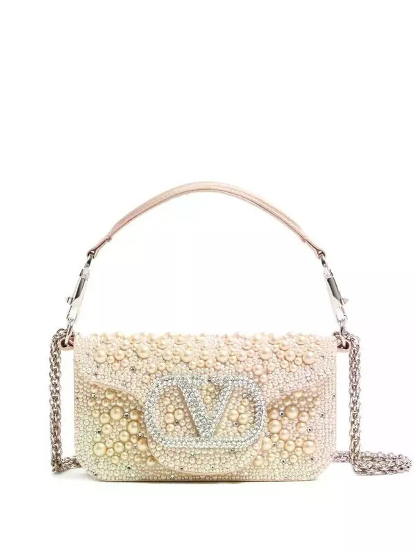 Valentino Garavani Small Locò Embellished Shoulder Bag - Neutrals