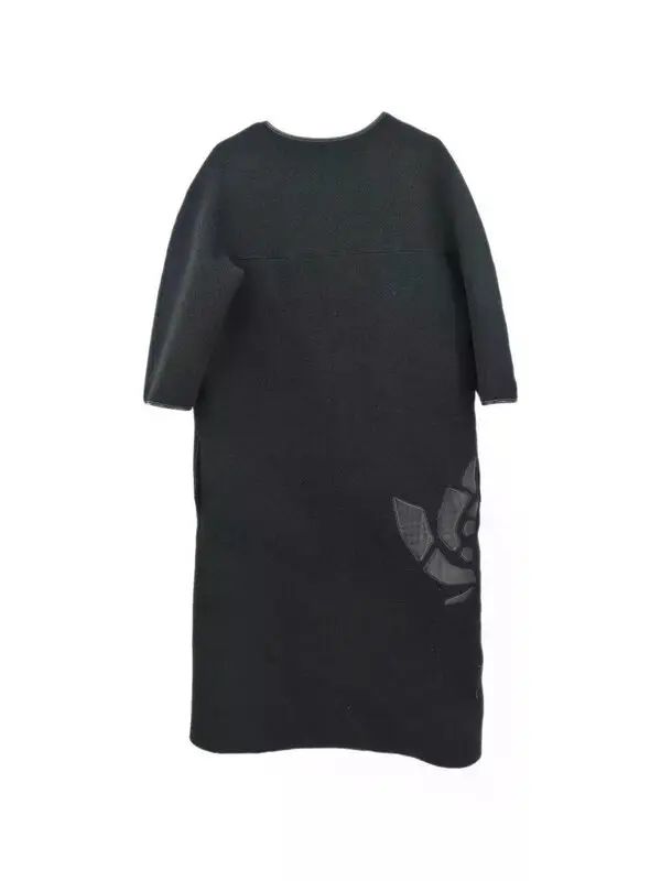 Bottega Veneta 1990-2000s Leather Appliqué Collarless Coat - Black