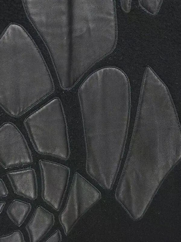 Bottega Veneta 1990-2000s Leather Appliqué Collarless Coat