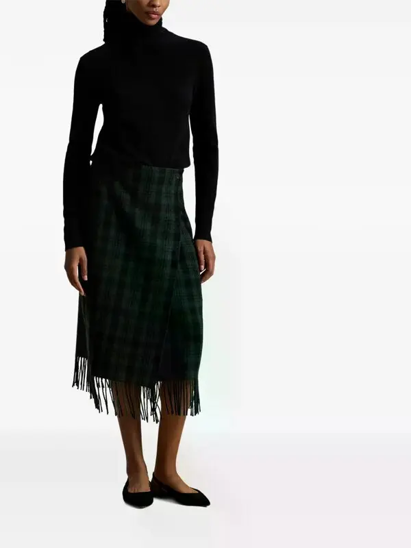 Polo Ralph Lauren Fringed Check Midi Skirt