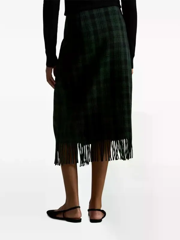 Polo Ralph Lauren Fringed Check Midi Skirt
