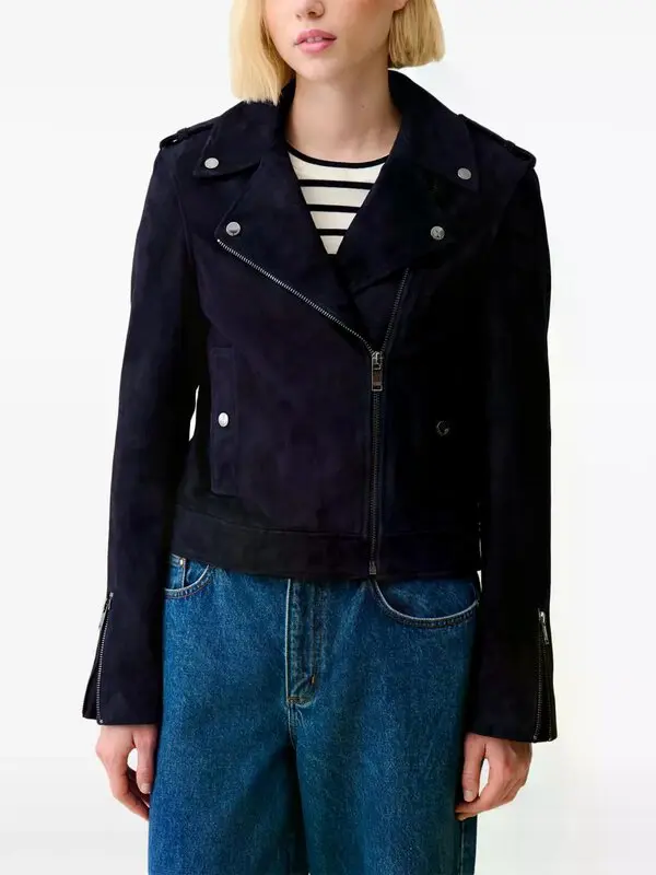 Claudie Pierlot Midnight Suede Biker Jacket