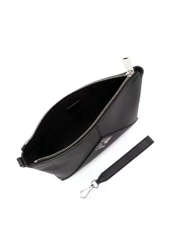 Fendi Lui Logo-plaque Leather Clutch Bag - Black