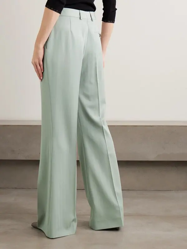 Stella McCartney Striped Wool-jacquard Flared Trousers