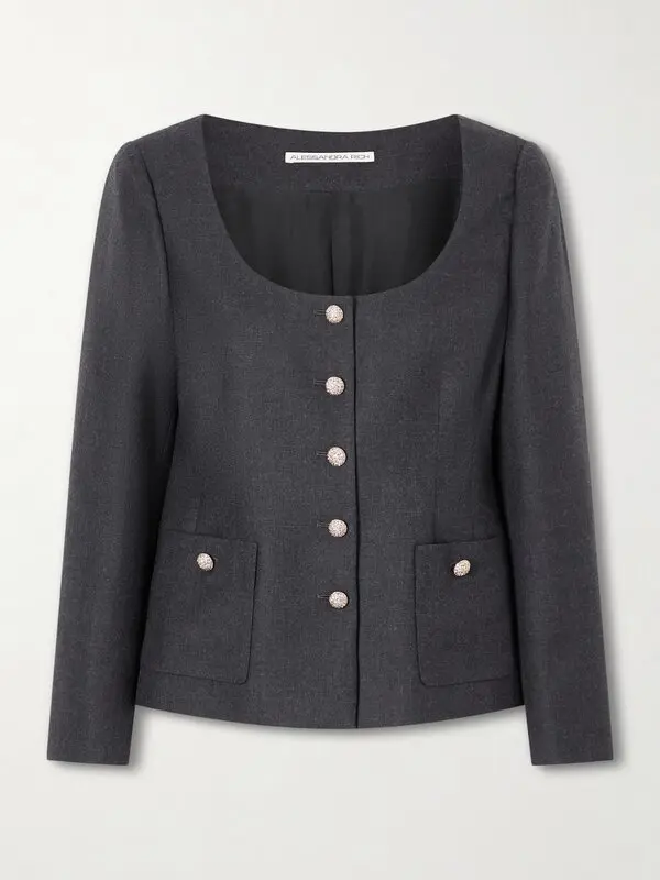 Alessandra Rich Embellished Wool-flannel Jacket