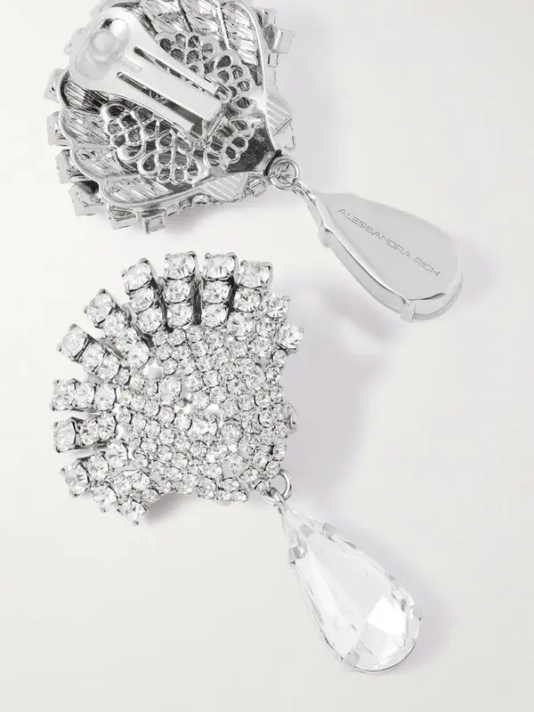 Alessandra Rich Tone And Crystal Clip Earrings