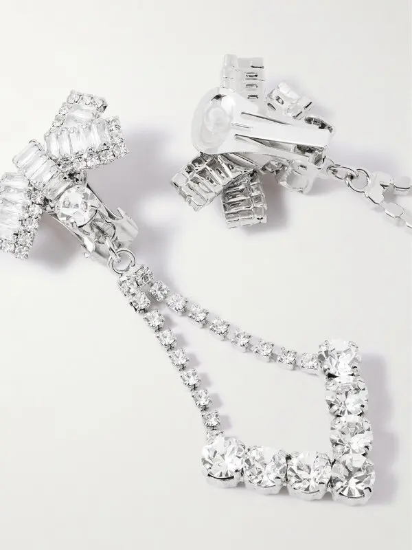 Alessandra Rich Crystal Bow Drop Earrings