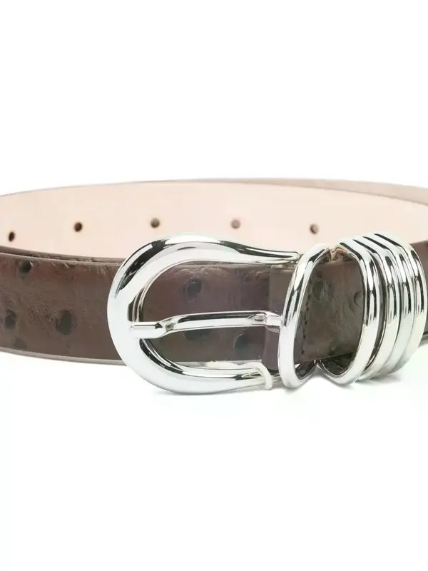 DEHANCHE Ostrich Pattern Leather Belt - Brown
