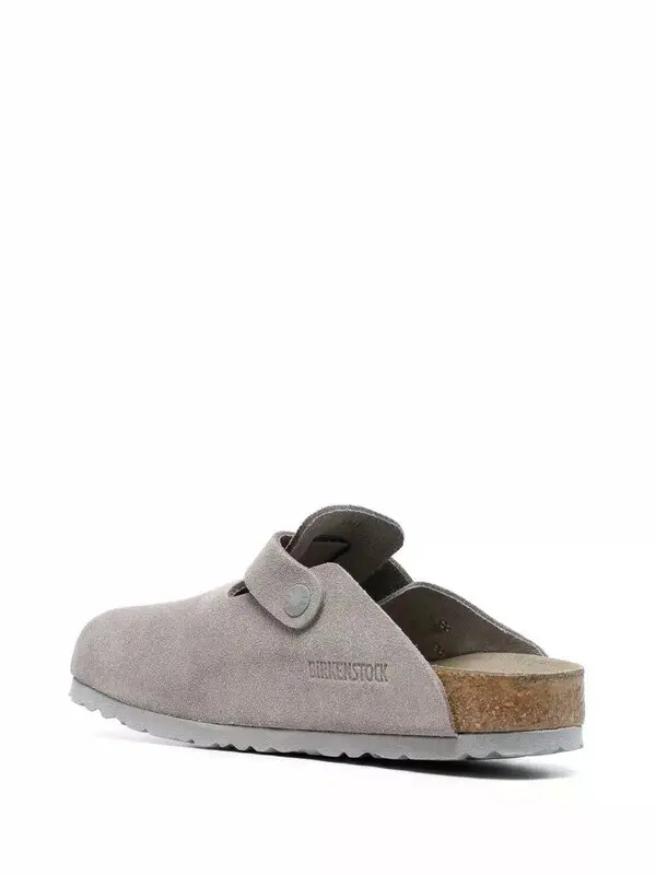 BIRKENSTOCK Boston Suede Buckle Mules - Grey