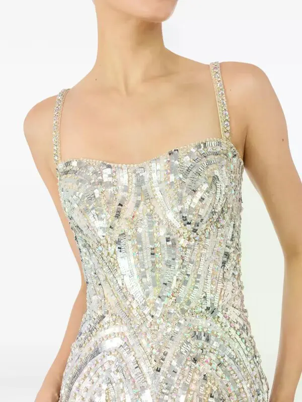 Jenny Packham Crystal-embellished Structured-bodice Dress - Silver