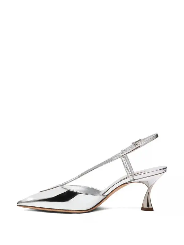 Casadei Mirrored Finish Buckled Slingback Pumps