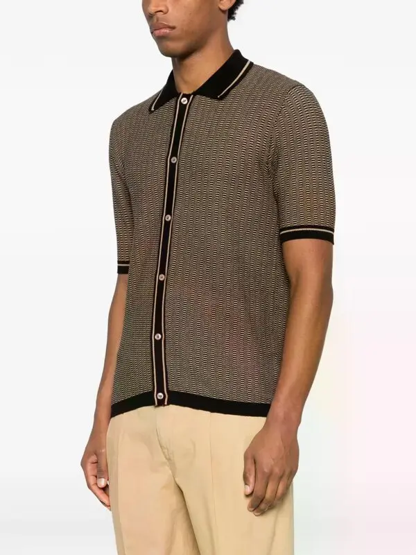 Tagliatore Patterned Buttoned Shirt - Brown