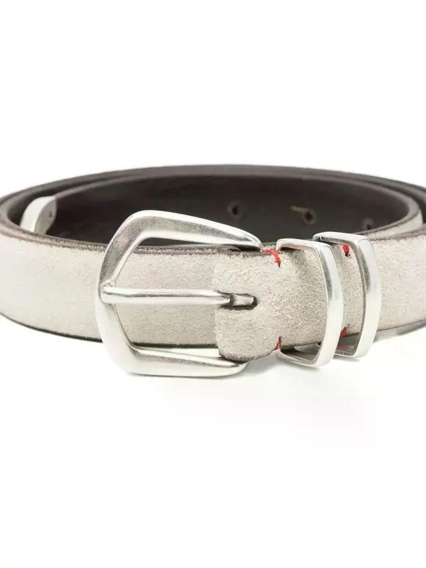 Eleventy Suede Belt With Silver-tone Hardware