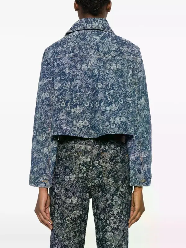 GANNI Floral Cropped Denim Jacket
