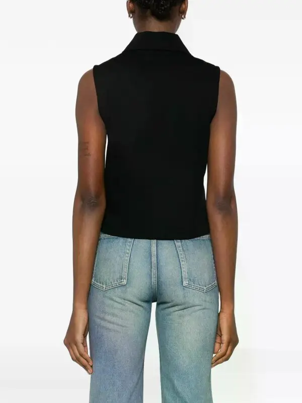 Saint Laurent Sleeveless Button-up Polo Top